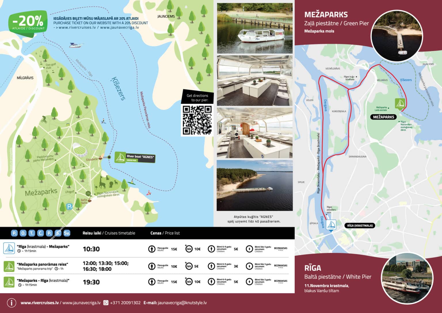 Atpūtas kuģītis "AGNES" | River Cruises Latvia | Uz Mežaparku